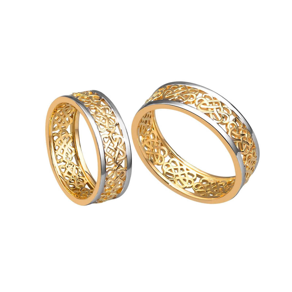 Celtic Knot Wedding Rings in 14K White and Yellow Gold | AME Jewellery