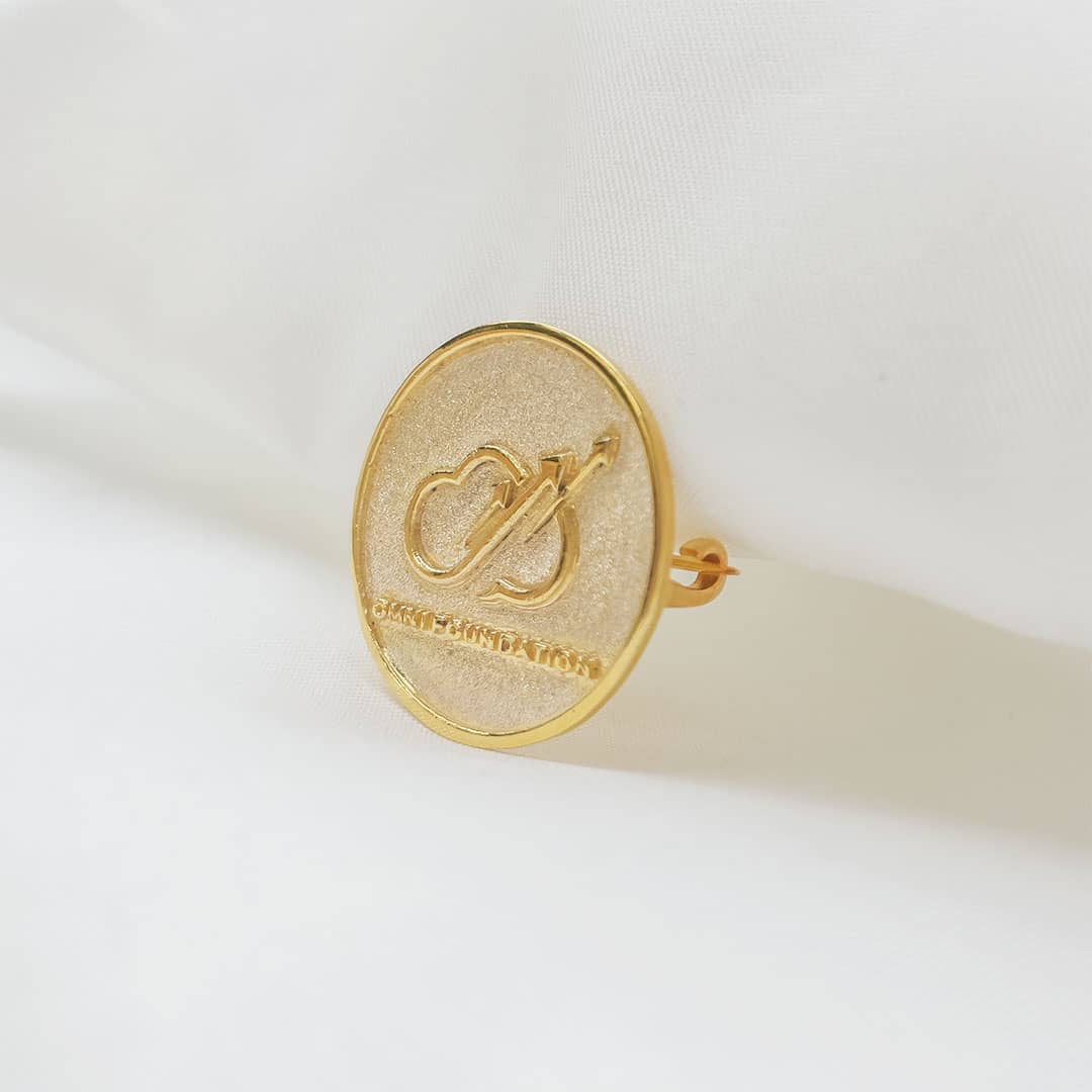 Custom Logo Brooch in Yellow Gold | Luxury Accessories– AME Jewellery