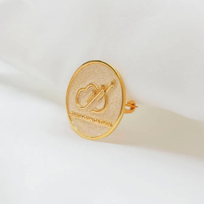 Custom Logo Brooch in Yellow Gold | Luxury Accessories | AME Jewellery