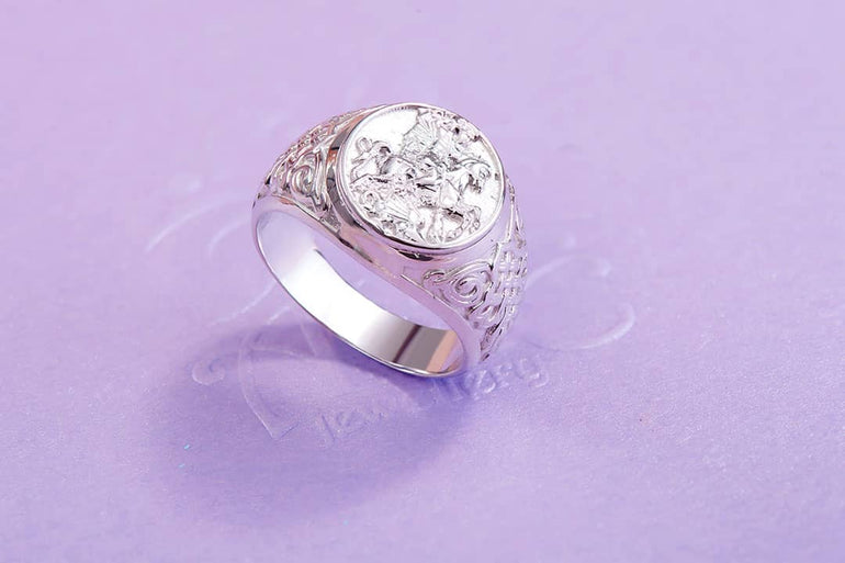 Saint George Signet Ring in Sterling Silver– AME Jewellery