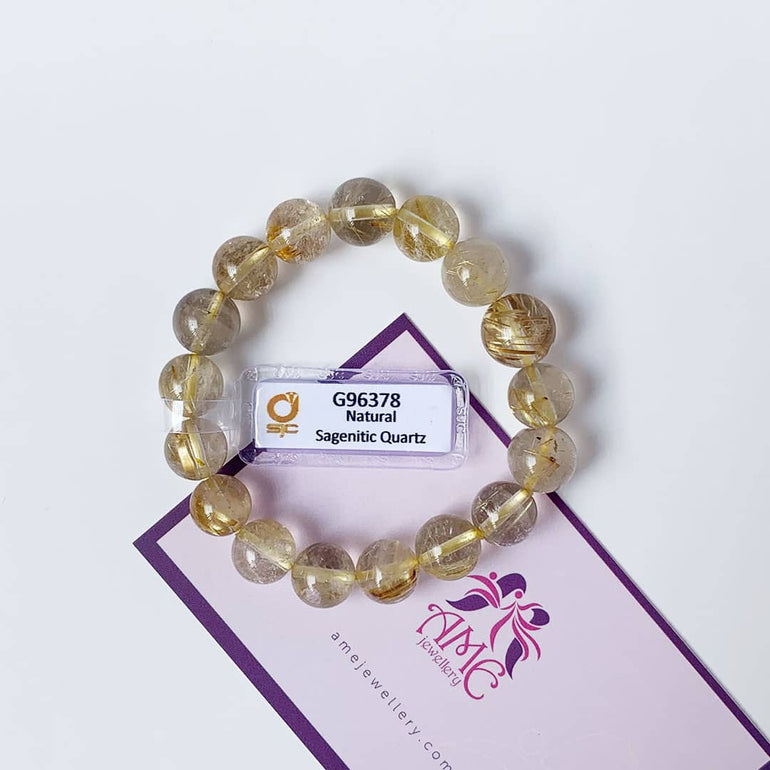 Natural Golden Sagenitic / Rutile Quartz Beads Bracelet– AME Jewellery