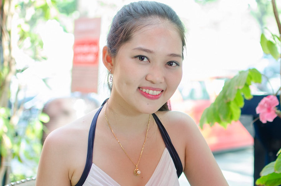 Mặt dây Vầng Trăng Vàng 14K Ngọc trai nước ngọt màu hồng 8mm– AME Jewellery