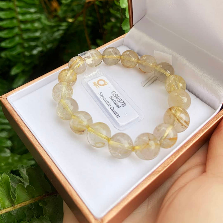 Natural Golden Sagenitic / Rutile Quartz Beads Bracelet– AME Jewellery